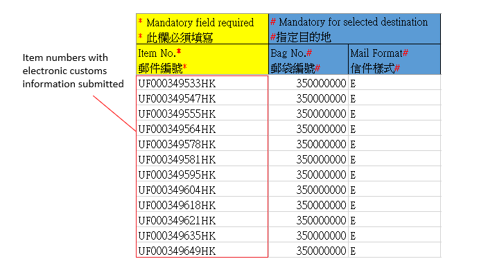 How to provide electronic customs data for bulk posting?