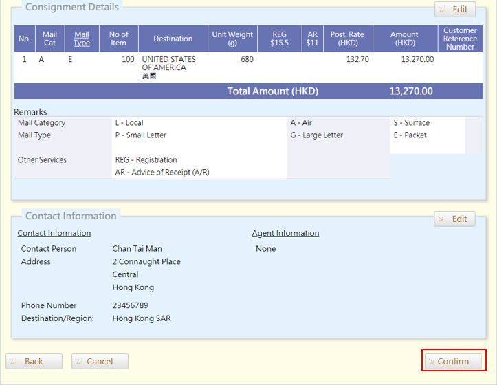 The posting statement is created successfully. Please print the posting ...