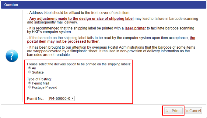The preview of the shipping labels are shown, print the shipping labels ...